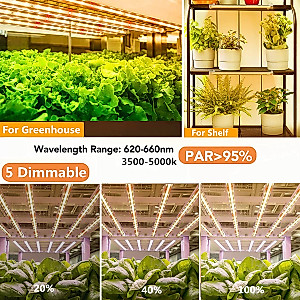 Juhefa LED Grow Light Strip Bar, 60W 3500K Sunlight Full Spectrum Heat Lamp with Red White Bulbs for Seeding Succulent Hanging Indoor Plants, Auto On/Off Timing & 5 Dimming