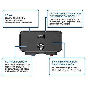 BLACK+DECKER 3.5kW / 120-V 0.5 GPM Point Of Use Tankless Electric Water Heater with Pressure Relief Device Single Sink Water Heater