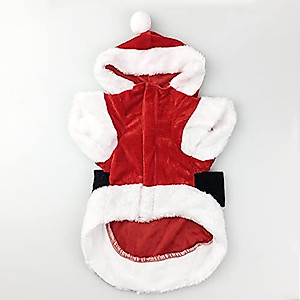 Dog Cat Christmas Outfit with Hat Santa Claus Puppy Cloth Costume Xmas Winter Hoodie for Medium or Small Dogs