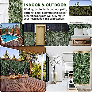 kdgarden 99"x39" Artificial Hedge Panels Faux Ivy Fence Leaf and Vine Privacy Screen UV-Protected Decorative Trellis Wall Screen for Outdoor Garden and Yard Decoration, Dark Green