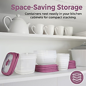 Tribello Plastic Freezer Food Storage Container with Lids Microwave/Dishwasher Safe Steam Vent/Air-Tight Lid Square Large 67 Oz 2-Pack 8.3-Cup