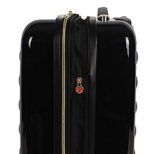 Betsey Johnson Designer 20 Inch Carry On - Expandable (ABS + PC) Hardside Luggage - Lightweight Durable Suitcase With 8-Rolling Spinner Wheels for Women (Heart to Heart Black)
