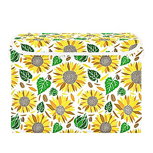 innewgogo Sunflower Storage Bins with Lids for Organizing Storage Baskets with Handles Oxford Cloth Storage Cube Box for Dog Toys