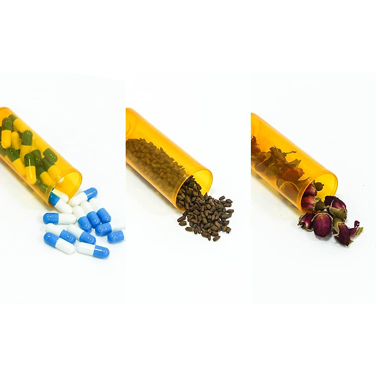 Pill Bottles with Snap Caps, Not Child Resistant Cap, Prescription Vials - Easy Open - Empty Medicine Plastic Containers for Personal Medication & Pharmacy ( 30 dram, 12pcs )