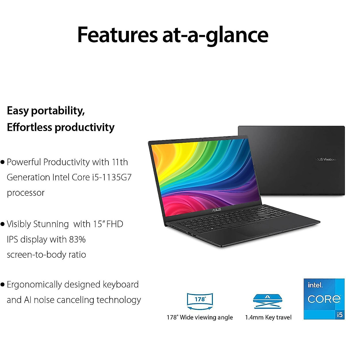 ASUS Vivobook 15.6 Inch FHD Business Laptop, Intel Core i5-1135G7, 20GB RAM, 1TB SSD, Windows 11 Pro, Office 365, Full Size Keyboard, HDMI, WiFi, Black, PCM