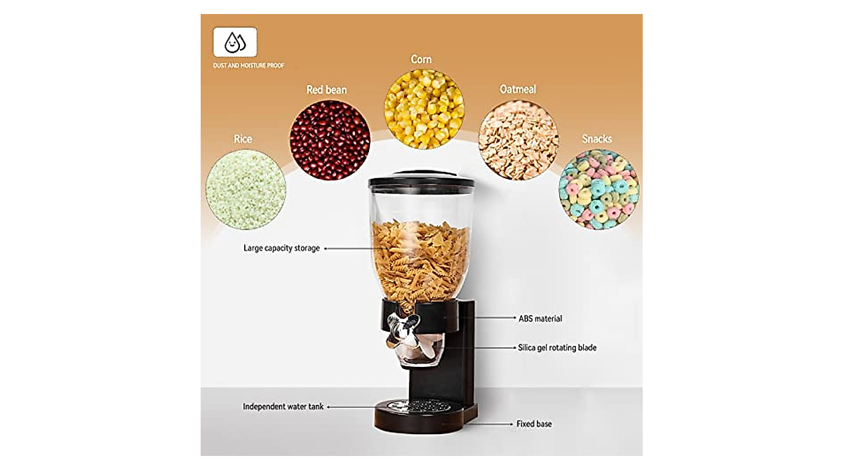 Qulable Dry Food Dispenser, Grain Storage Bin, 3.5L Oat Dispenser ...