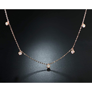 Barzel 18K Rose Gold Plated Created Fire Opal Necklace In 18 Inches with 2 Inches Extension (Rose Gold)