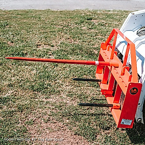 Titan Attachments UA USA Made Orange Hay Frame Attachment, 49" Hay Spear and Stabilizers, Rated 4,000 LB