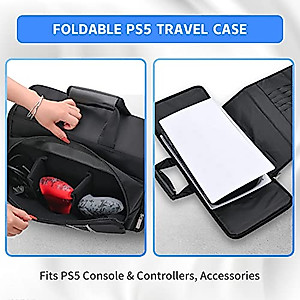 G-STORY Carrying Case Travel Bag, Storage Bag Compatible with PS5 Disc and Digital Edition with Shockproof Compartments, Included Silicone Cover Skin Protector