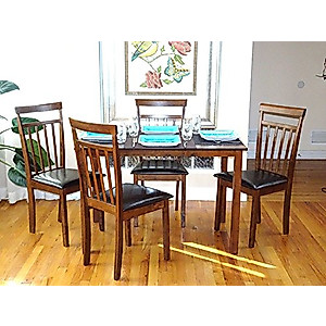 Wickerix Dining Set of 4 Dining Kitchen Side Warm Chairs with Padded Seat Contemporary Style Solid Wood in Dark Walnut Finish