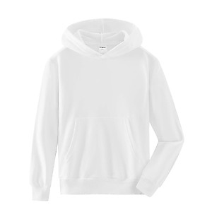 Spring&Gege Youth Solid Pullover Sport Hoodies Soft Kids Hooded Sweatshirts for Boys and Girls Size 9-10 Years White