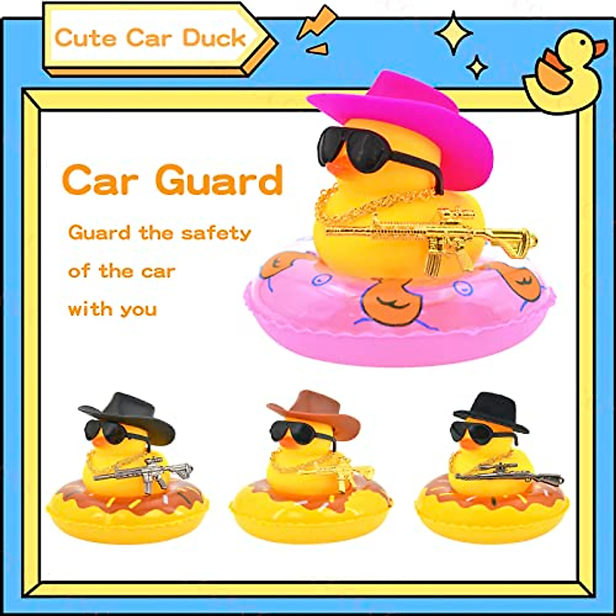 Cute Rubber Duck Car Decor - Squeaky Dashboard Accessory