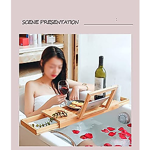 GANFANREN Extendable Bathtub Tray Shelf Bath Tub Tray Spa Bathtub Book Wine Tablet Holder Bathtub Bathroom Accessories