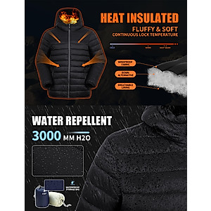 Pioneer Camp Mens Lightweight Packable Puffer Jacket Hooded Insulated Thermal Puffy Winter Jackets for Running Travel