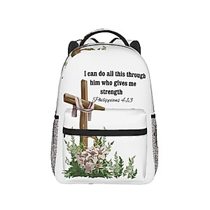 ASYG Bible Verse Backpack Christian Laptop Backpack Jesus Cross Tablet Travel Picnic Bag Jesus Bckpack Bag