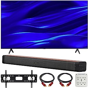 SAMSUNG 55" TU690T Crystal UHD 4K HDR Tizen Smart TV (2023) Bundle with Deco Gear 60W 2.0 Channel Soundbar, 37"-100" TV Wall Mount Bracket Bundle, 2X HDMI Cable and 6-Outlet Surge Adapter