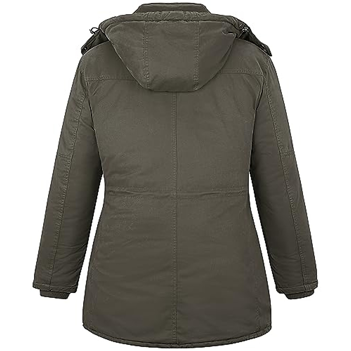 Soularge Women's Winter Plus Size Thickened Cotton Coat with Detachable Hood(Olive,3X)