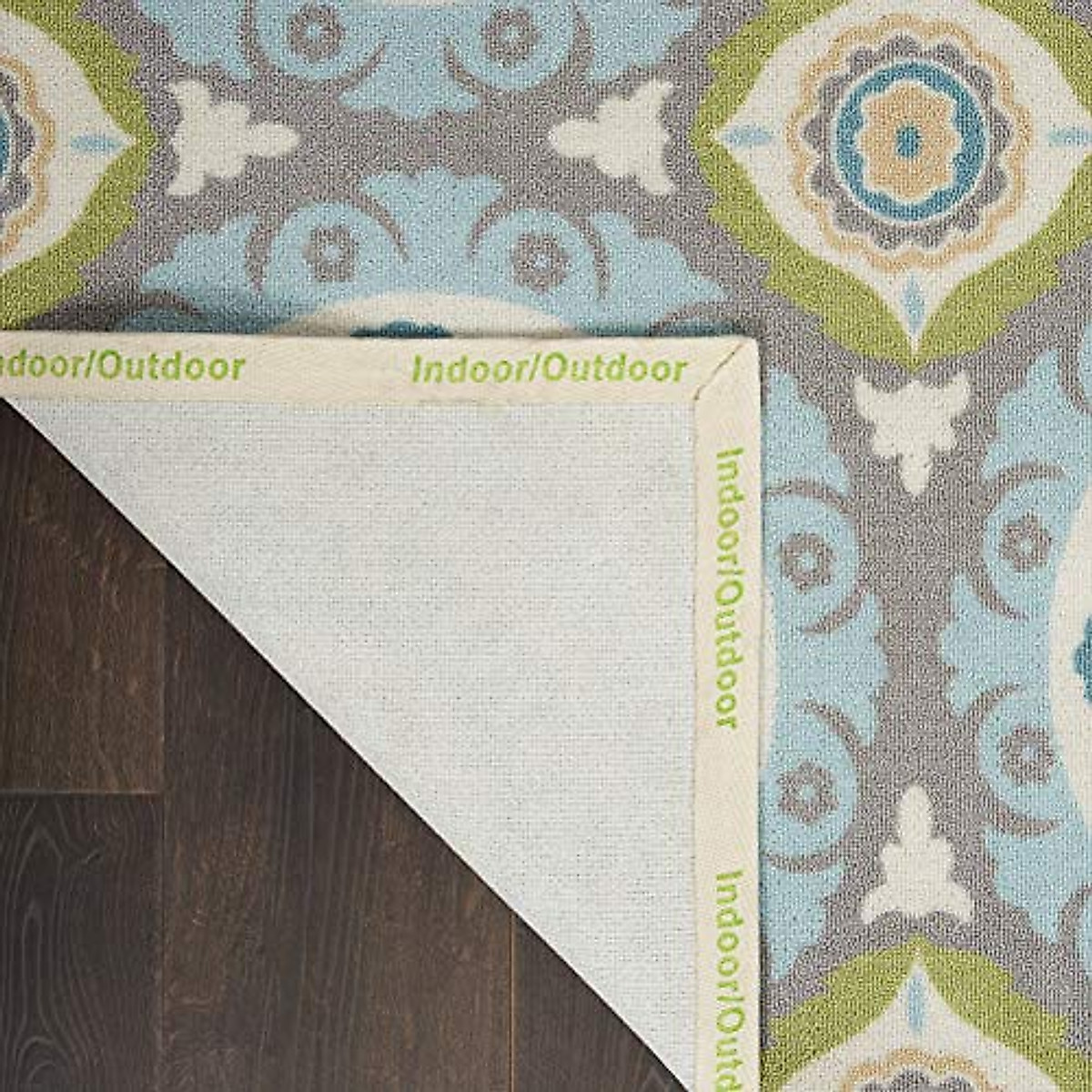 Waverly Sun N' Shade Indoor/Outdoor Jade 5'3" x 7'5" Area-Rug, Easy washing, Non Shedding, Bed Room, Living Room, Dining Room, Backyard, Deck, Patio (5x7)