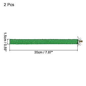 PATIKIL 0.6x7.9 Inch Bird Cage Perch, 2 Pack Parrot Stand Paw Grinding Stick Bird for Parakeet Cockatiel Cage Accessories, Green