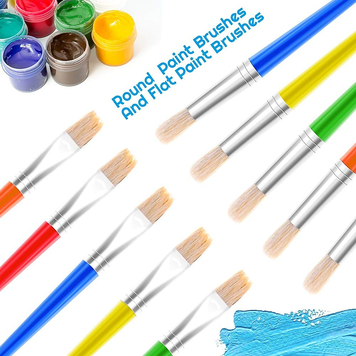 Paint Brushes, Anezus 30 Kids Paint Brushes Bulk Children Paint Brushes Set with Jumbo Round Watercolor Paint Brush and Large Flat Craft Paint Brushes