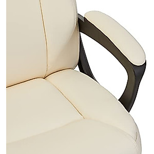Amazon Basics Classic Puresoft PU Padded Mid-Back Office Computer Desk Chair with Armrest - Cream, 26"D x 23.75"W x 42"H