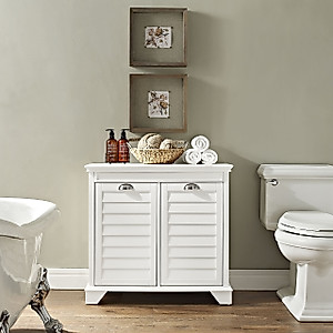 Crosley Furniture Lydia Laundry Hamper with Linen Sorting Bags, Bathroom Storage and Organization, White