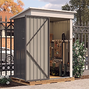 Greesum Metal Outdoor Storage Shed 5FT x 3FT, Steel Utility Tool Shed Storage House with Door & Lock, Metal Sheds Outdoor Storage for Backyard Garden Patio Lawn, Gray