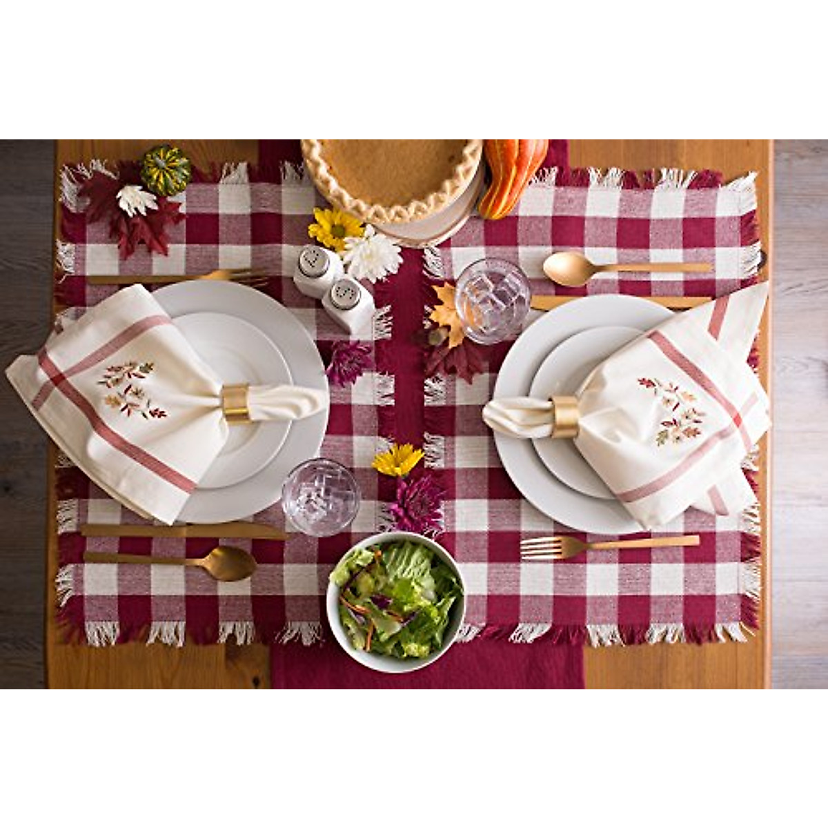 DII Thankful Autumn Collection Fall Tabletop Decoration, Square Napkin Set, 20x20, Falling Leaves, 6 Piece