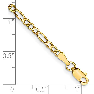 Avariah 14k Yellow Gold 2.5mm Semi-Solid Figaro Chain - 8"