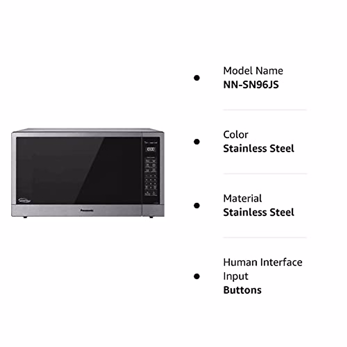Panasonic NN-SN96JS 2.2 Cu. Ft. 1250W Capacity Cyclonic Wave Inverter Technology Turbo Defrost Genius Sensor Countertop Microwave Oven (Renewed)