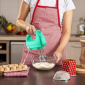 Ovente Portable Electric Hand Mixer 5 Speed Mixing, 150W Powerful Blender for Baking & Cooking with 2 Stainless Steel Chrome Beater Attachments & Snap Clear Case Compact Easy Storage, Turquoise HM161T