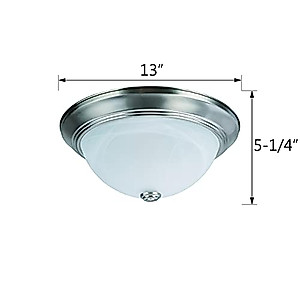 Aspen Creative 63014-12, 2-Light Flush Mount in Brushed Nickel Finish w/White Alabaster Glass, 13" Dia, E26 Socket, Set of 2