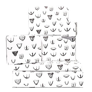 CENTRAL 23 Rude Wrapping Paper - 6 Sheets of Funny Gift Wrap With Tags - Black White - Bridal Shower Wrapping Paper - Anniversary Wrapping Paper For Women Gay Lesbian - Recyclable