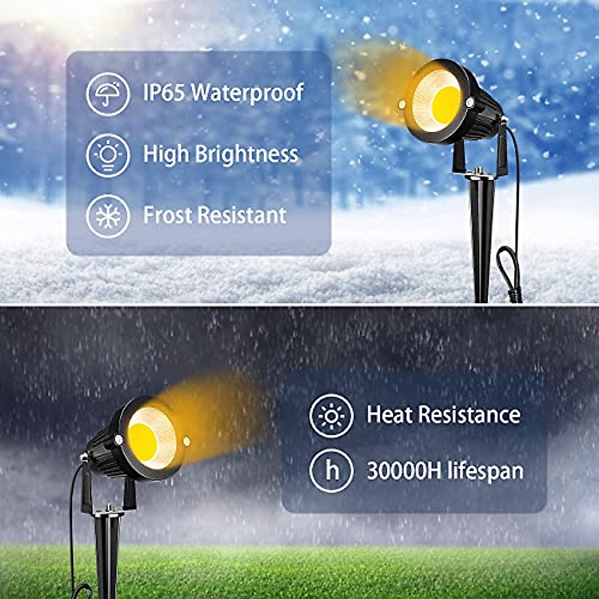 OTAHOMEE Low Voltage Landscape Lights 12V LED Landscape Lighting with Connectors,IP65 Waterproof Spotlights Outdoor Garden Yard Lawn Driveway Pathway Walls Trees Flag Lights,Warm White 3000K,4 Pack
