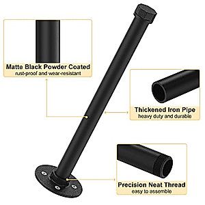 Industrial Pipe Closet Rod-13.45 Inch Wall Mounted Industrial Pipe Clothing Rack Heavy Duty Pipe Shelves for Hanging Clothes Coats Laundry Room Organizer Storage Hanger Shelf Space Saving (4Pcs )