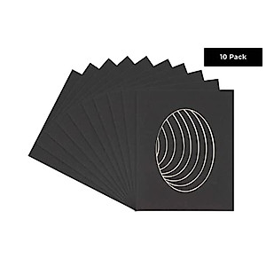 CountryArtHouse Black Acid Free 24x30 Oval Picture Frame Mat with White Core Bevel Cut for 22x26 Pictures - Fits 24x30 Frame - Pack of 10 Matboards