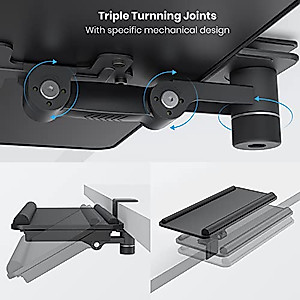 Tilt&Height Adjustable Keyboard Tray Under Desk or Above Desk - Klearlook 2 in 1 PU Leather Clamp-on Rotating Keyboard Platform w/Wrist Rest&Drawer(Under Desk,Upon Desk),25x11"Sit Stand Keyboard Riser
