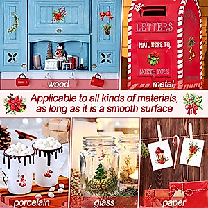 4 Sheets Christmas Rub on Transfer 12 x 16 Inch Vintage Craft Transfers for Furniture Christmas Tree Rub on Decals for Christmas Celebration (Classic Style)
