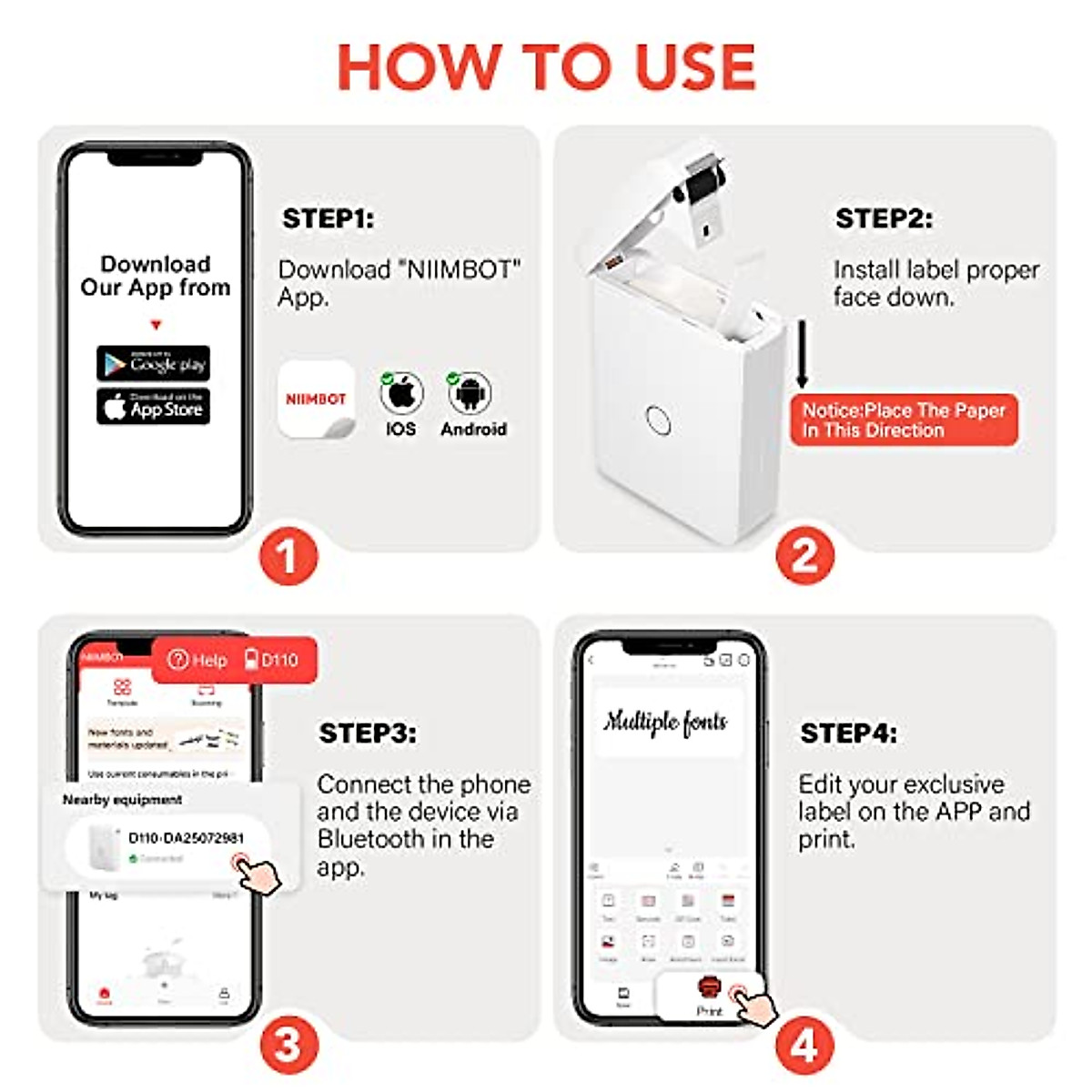 Slofen Label Makers Machine with Tape,Bluetooth Portable Label Maker Printer Multiple Templates Available,Rechargeable for Home Office Organization, Compatible with iOS/Android