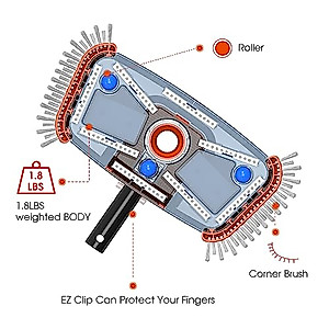 MrHumble Pool Vacuum Head with Side Brush & Universal Rotatable Hose Adapter,Weighted Rectangle Pool Vacuum(Safe for Vinyl Liner Pool),Swimming Pool Vacuum Brush for Inground & Above Ground Pools