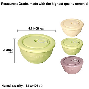 LIUYWYHCF Ceramic Storage Food Containers with Lids (12 Pieces Total) Set of 6, Ceramic Meal Prep Containers, Airtight lunch Containers with Lids - Microwave and Freezer Safe, Round