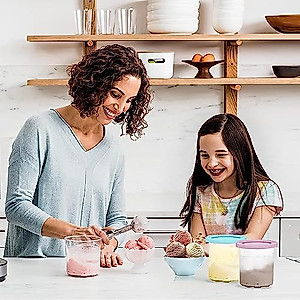 Aebitsry Containers Replacement for Ninja Creami Pints and Lids - 4 Pack, 16oz Cup Compatible with NC301 NC300 NC299AMZ Series Ice Cream Maker, BPA Free Dishwasher Safe Leak Proof, Pink/Green/Grey/Blue