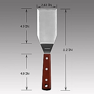Professional Metal Spatula for Cast Iron Skillets and Flat Top Grills, Full Tang Wooden Handle,1.8mm Thick Stainless Steel Blade, Smash Burger Spatula Turner for Flipper, Cooking, BBQ, 5 Inch x 3 Inch