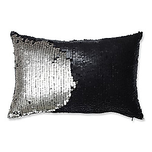Pillow Perfect Mermaid Black-Silver Rectangular Throw Pillow