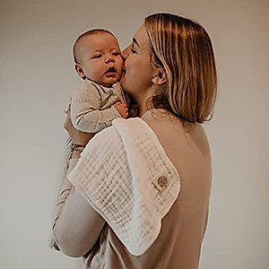 Parker Baby Muslin Cotton Burp Cloths - 5 Pack Large Cotton Burping Clothes for Boys, Girls, Unisex (White)