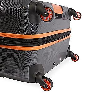 NAUTICA Quest Hardside Spinner Luggage, Grey/Orange, Checked-Large 29-Inch