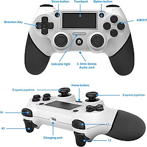 SADES PS-4 Wi'reless Controller Gamdpad for Playstation 4/ PS-4 Pro Console, Remote Joystick with Enhanced Responsiveness, Motion Motor/LED Lights/Audio Function/Anti-Slip Design(Ship from USA)