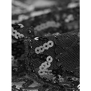 Allegra K Women's 1920s Shawl Wraps Sequin Beaded Bridal Cover Up Evening Cape Flapper Bolero Medium Black