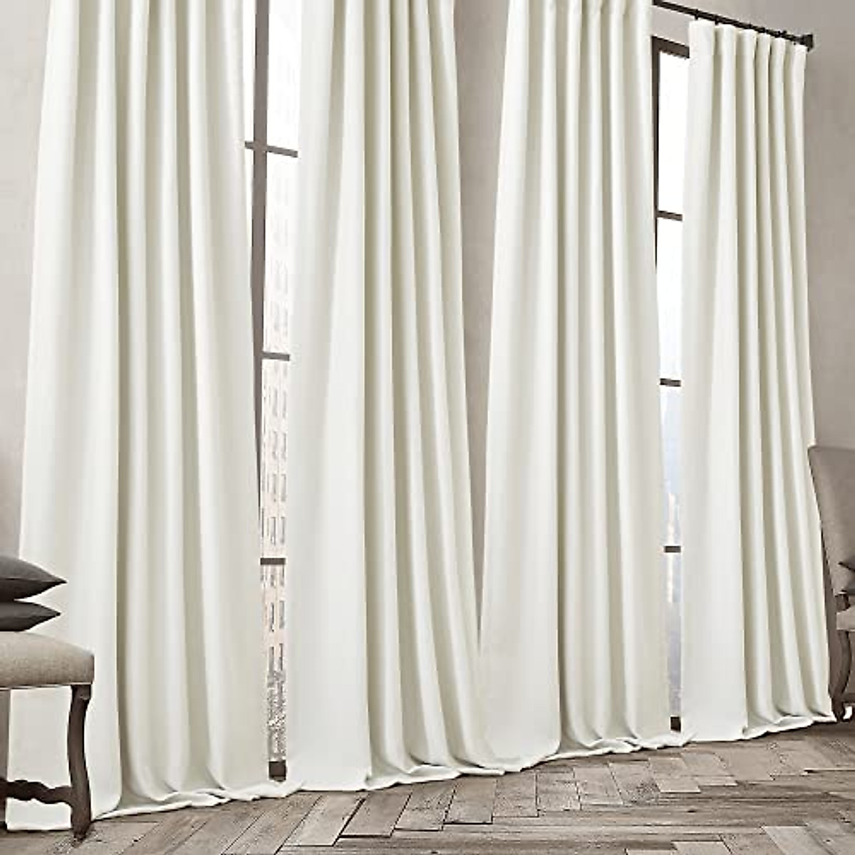 NICETOWN Room Darkening Faux Linen Curtains for Bedroom, Rod Pocket/Back Tab/Hook Belt Linen Burlap Light Blocking Noise Dampening Curtains for Living Room, Natural, W50 x L108, 2 Panels
