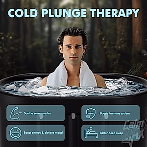 CalmMax Oval Ice Bath Tub for Athletes XL Portable Cold Plunge Tub for Cold Water Therapy Ice Baths at Home Outdoor Gym - 101 Gal Capacity (IB001 Version)